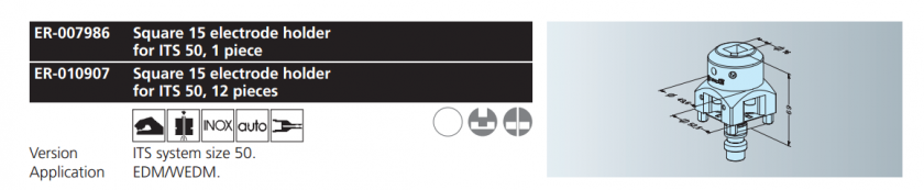 CPWS® EROWA precision Square 15 25 electrode holder ER-007986 ER-010907 ...
