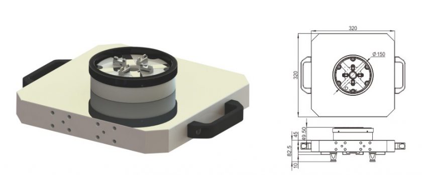 CPWS®-EROWA D150 power chuck on a UPC Aluminium pallet with centering ...